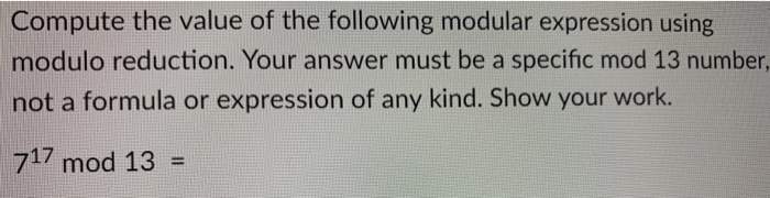 Solved Compute The Value Of The Following Modular Expression 1265