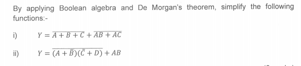 Solved By applying Boolean algebra and De Morgan's theorem, | Chegg.com