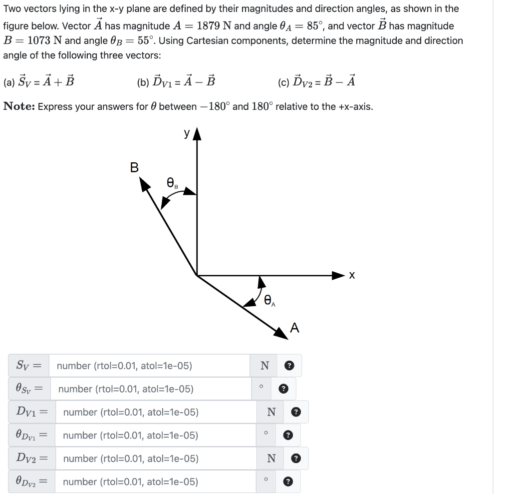 Solved Two vectors lying in the x−y plane are defined by | Chegg.com