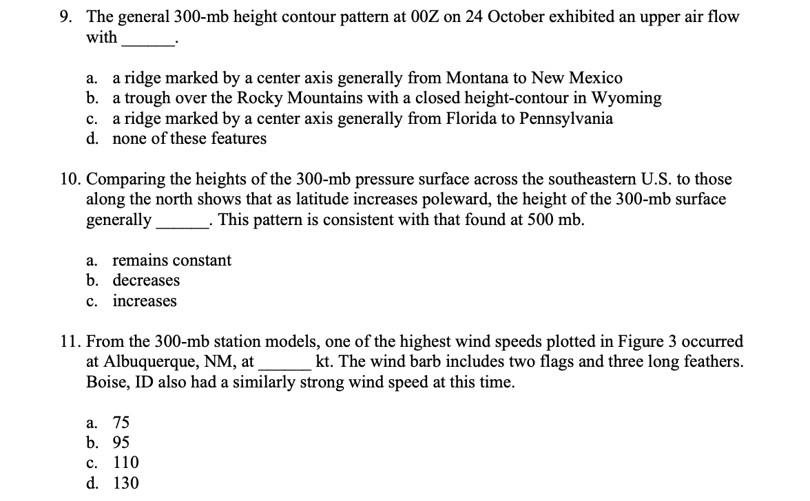 Solved 300mb Upper-Air Winds Figure 3 is the 300-mb | Chegg.com