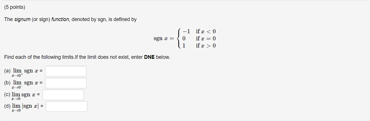 Solved The signum (or sign) function, denoted by sgn, is | Chegg.com