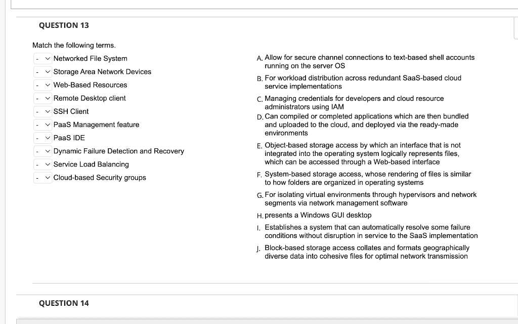 Solved Match the following terms. Networked File System A. | Chegg.com