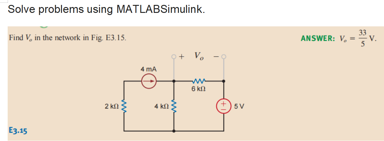 Solved Solve problems using MATLABSimulink. Find Vo in the | Chegg.com