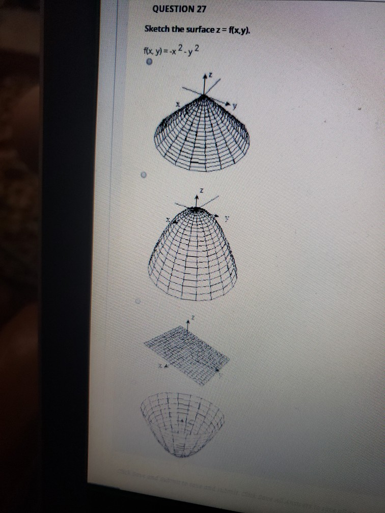 Solved QUESTION 27 Sketch the surface z=f(x,y). f(x, y) = x2 | Chegg.com