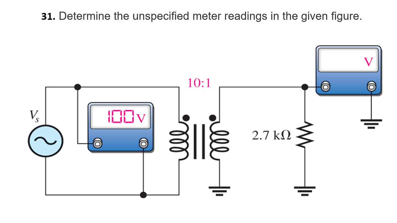 Solved 31. Determine the unspecified meter readings in the | Chegg.com