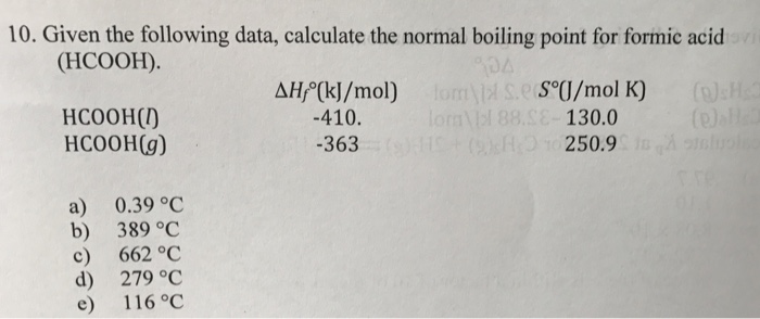 Solved Given the following data, calculate the normal | Chegg.com