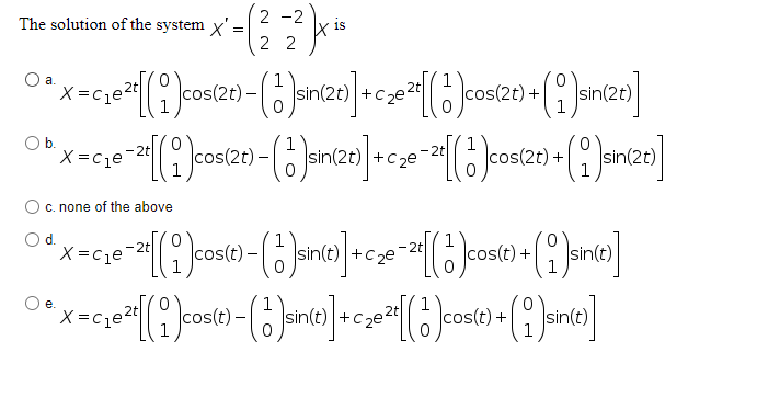 Solved elution of the system X′=(22−22)Xis a. | Chegg.com