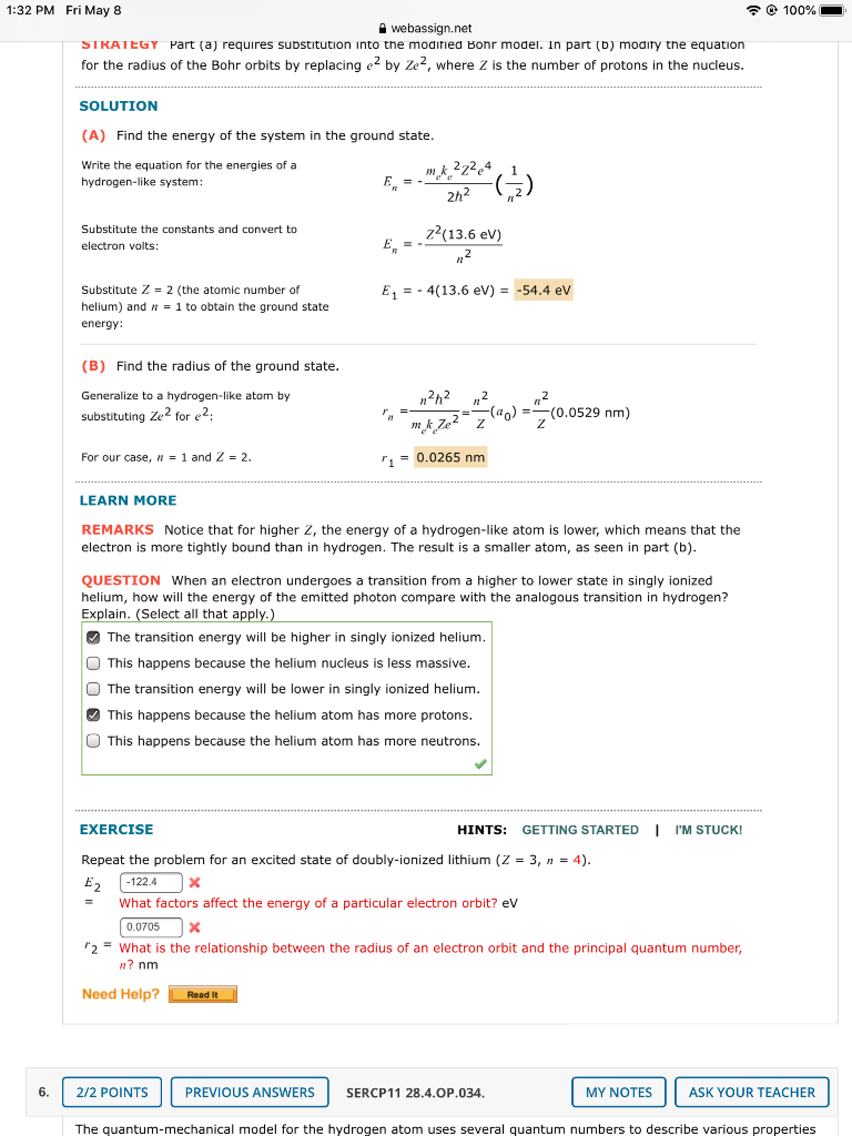 Solved 1:32 PM 100% Fri May 8 webassign.net STRATEGY Part | Chegg.com