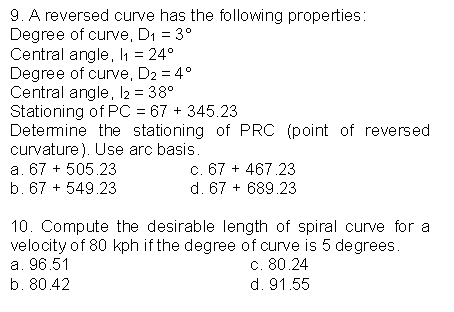 Solved 9. A reversed curve has the following properties: | Chegg.com