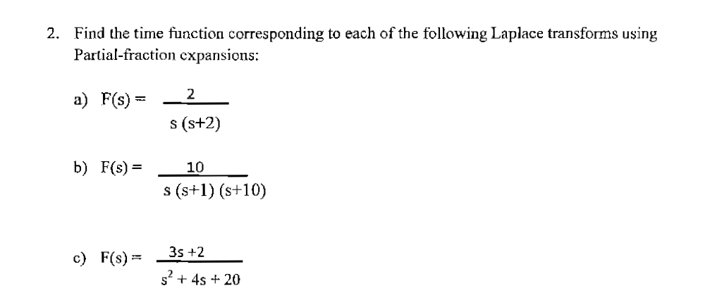 Solved 2. Find the time function corresponding to each of | Chegg.com
