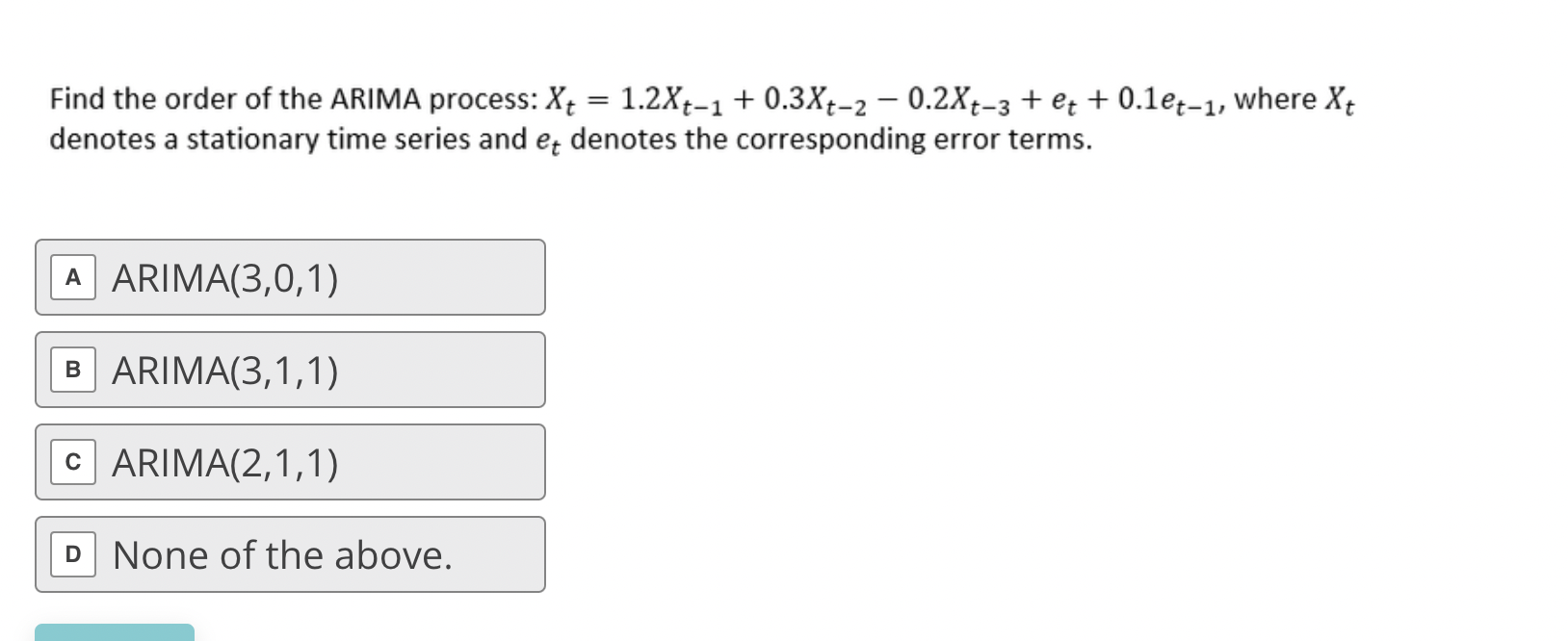 Solved Find the order of the ARIMA process: | Chegg.com