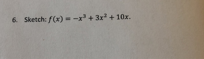 Solved 6. Sketch: f(x)3 3x2 +10x. | Chegg.com