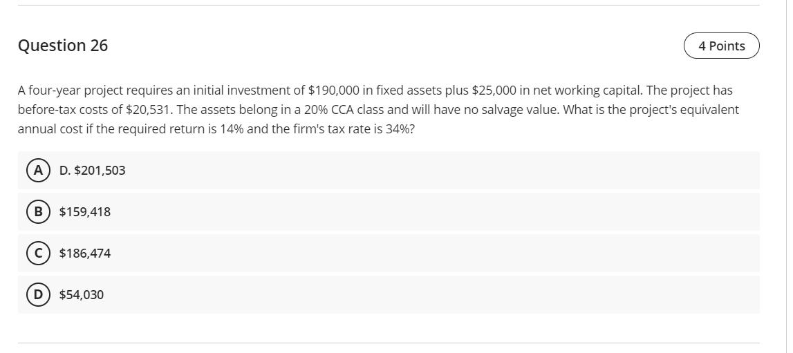 Solved A four-year project requires an initial investment of | Chegg.com