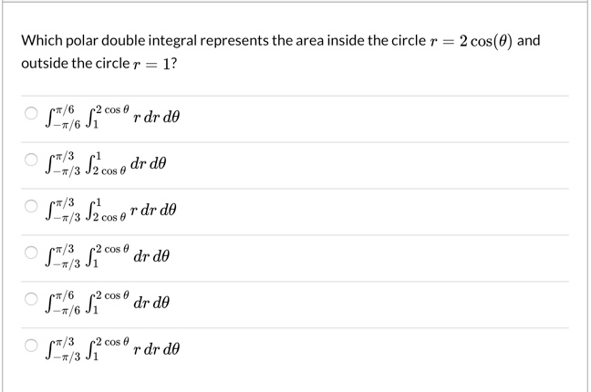 Solved Which polar double integral represents the area | Chegg.com