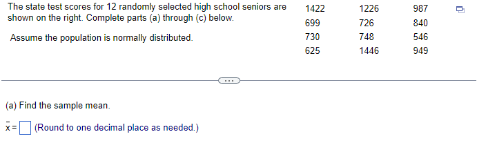 Solved (a) Find the sample mean. xˉ= (Round to one decimal | Chegg.com