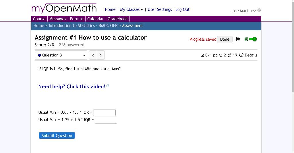 Solved myOpenMath Home My Classes | User Settings Log Out | Chegg.com
