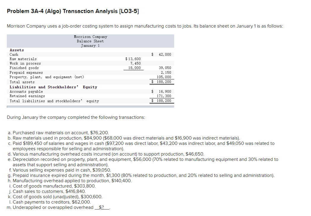 Solved Problem 3A-4 (Algo) Transaction Analysis (LO3-5) | Chegg.com