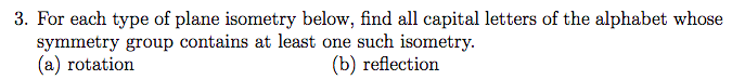 Solved 3. For each type of plane isometry below, find all | Chegg.com