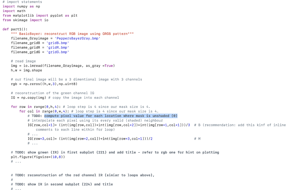 Solved (1) BasicBayer (25\%): In this part we reconstruct | Chegg.com