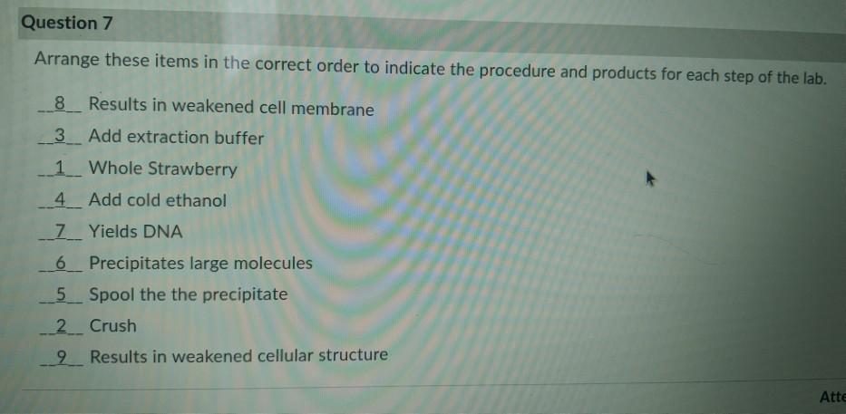 Solved Question 7 Arrange these items in the correct order | Chegg.com