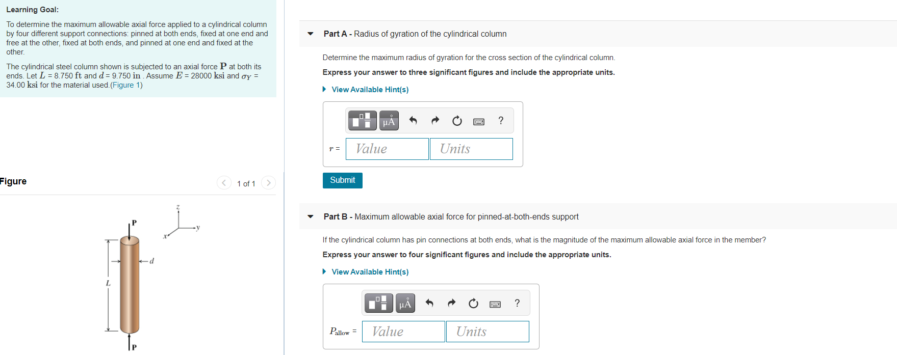 Solved Learning Goal: To determine the maximum allowable | Chegg.com