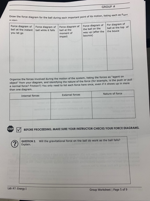 Solved GROUP # lagram for the ball during each important | Chegg.com