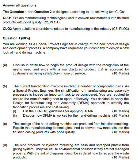 Solved Answer all questions. The Question 1 and Question 2 | Chegg.com