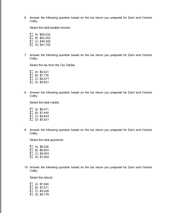 6. Answer the following question based on the tax | Chegg.com