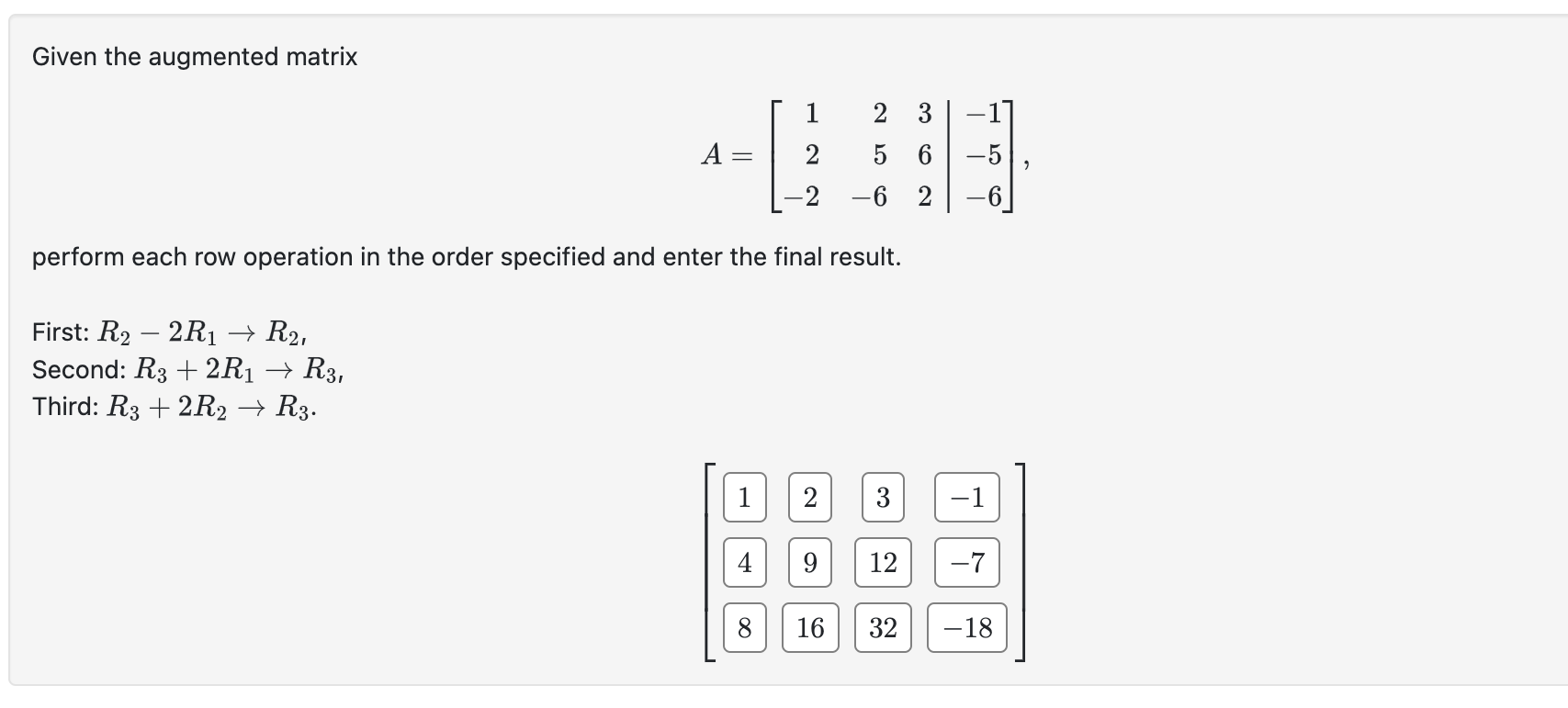 Solved Given the augmented matrix \\[ | Chegg.com