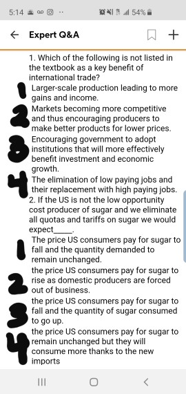 Solved ONIA 54% 5:14 a ao O + Expert Q&A 1. Which of the | Chegg.com