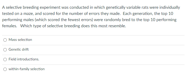 Solved A selective breeding experiment was conducted in | Chegg.com