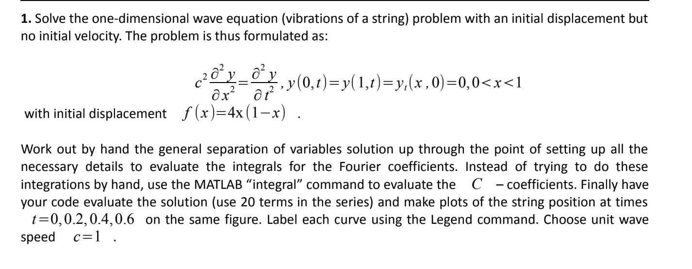 Solved 1. Solve the one-dimensional wave equation | Chegg.com