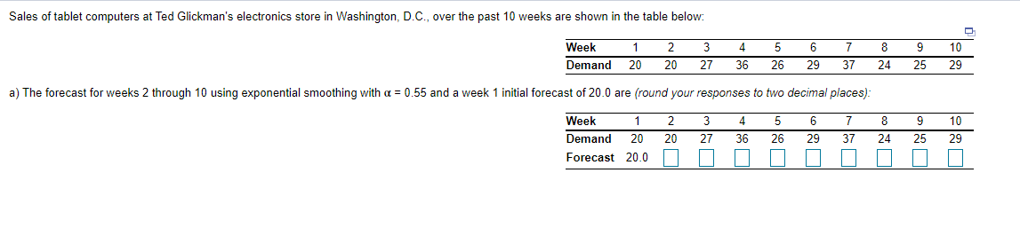 Solved b) For the forecast developed using exponential | Chegg.com
