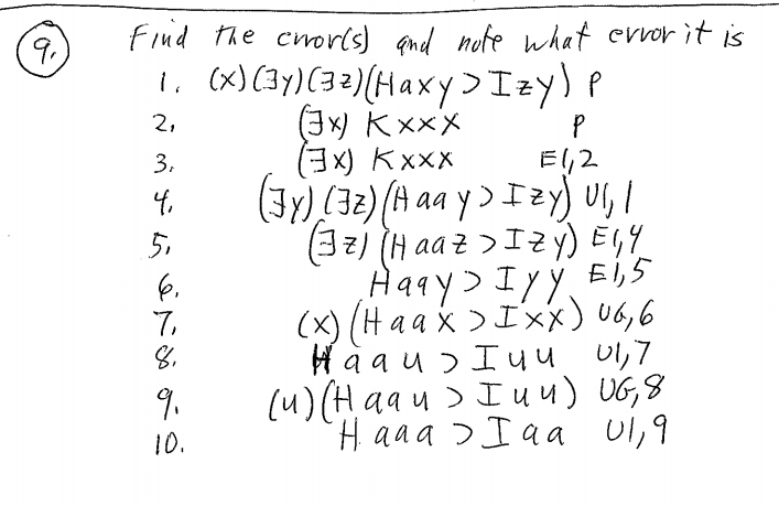 Solved This is a predicate logic proof. Find the error based | Chegg.com