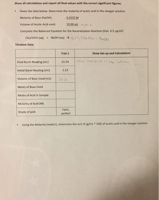 Solved Show all calculations and report all final values | Chegg.com