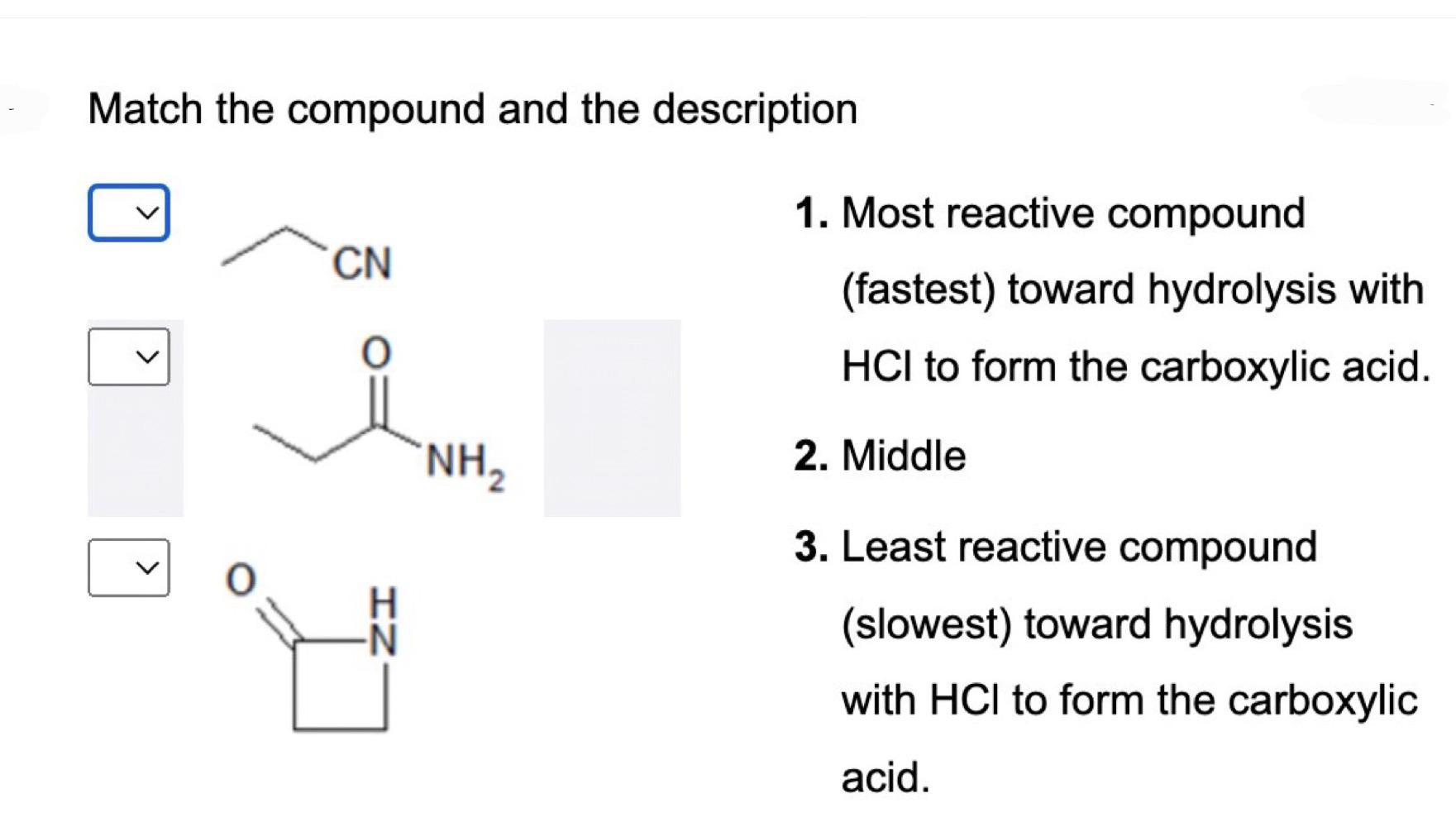 Solved Match the compound and the description 1. Most | Chegg.com