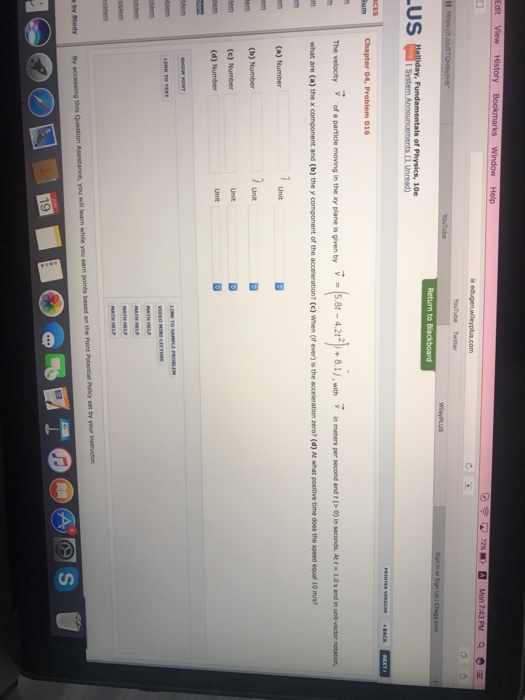 Solved The velocity V vector of a particle moving in the xy | Chegg.com