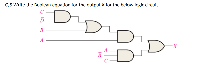 Solved Q.5 Write the Boolean equation for the output X for | Chegg.com