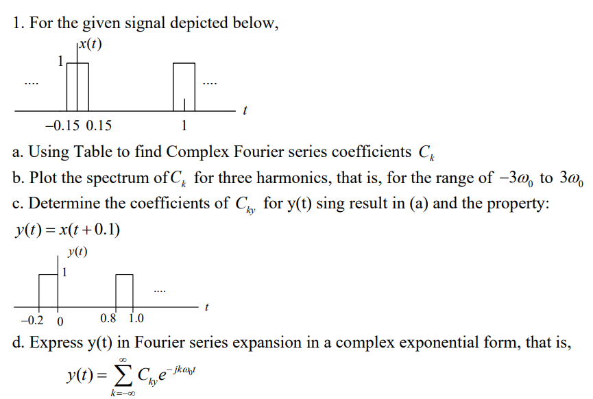 1 For The Given Signal Depicted Below A Using