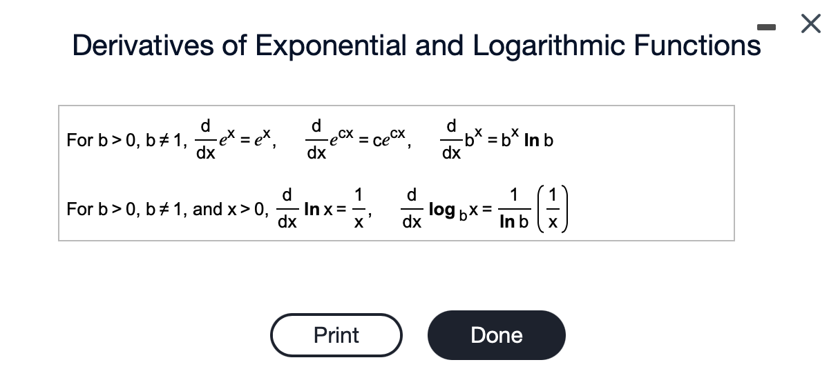 Solved Derivatives of Exponential and Logarithmic Functions | Chegg.com