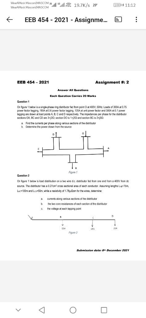 Solved Wear Mask Mascom MASCOM 20..19.7K/s 29 100+ 11:12 EEB | Chegg.com