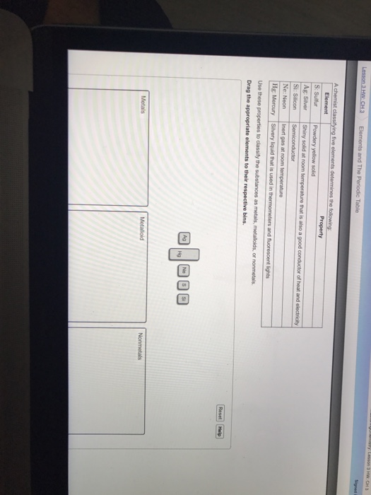 Solved A Chemist Classifying Elements Determines The Chegg