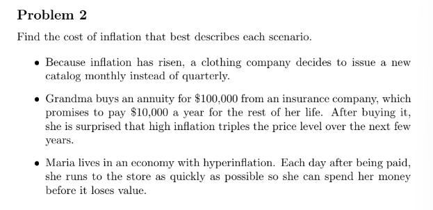 Solved Problem 2Find the cost of inflation that best | Chegg.com