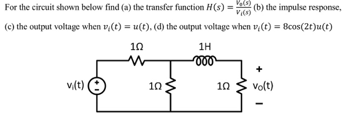 Solved For the circuit shown below find (a) the transfer | Chegg.com