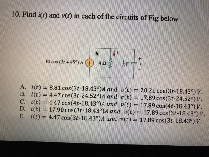 Solved find i(t) and v(t) in each of the circuits of fig | Chegg.com