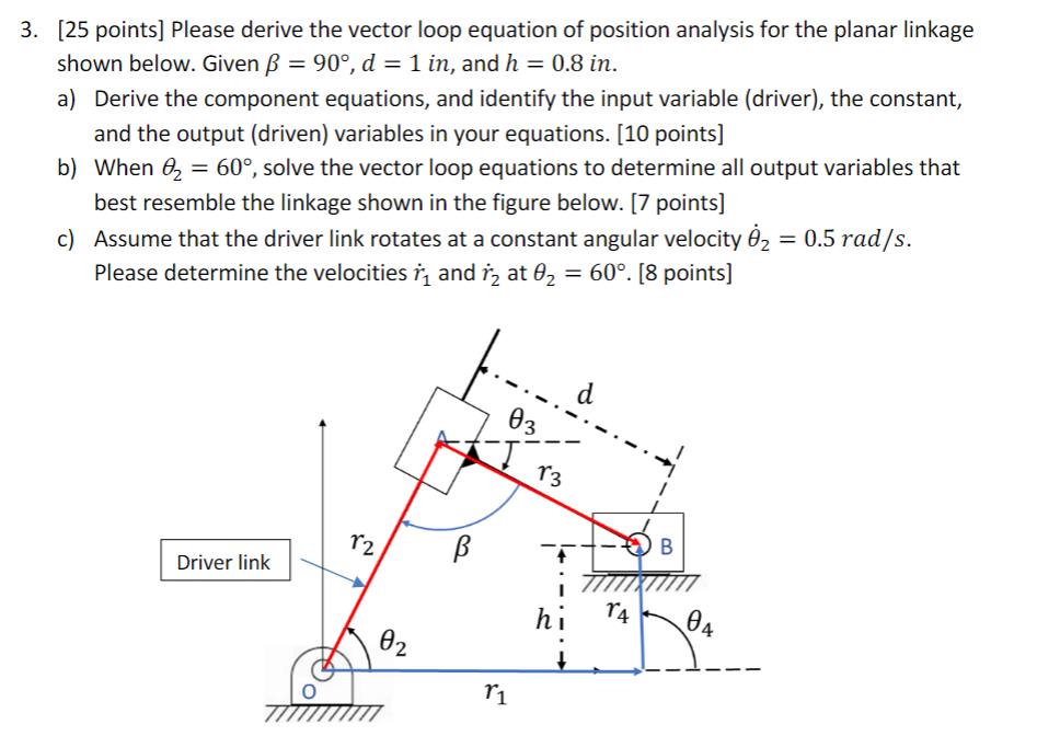 Solved [25 Points] Please Derive The Vector Loop Equation Of