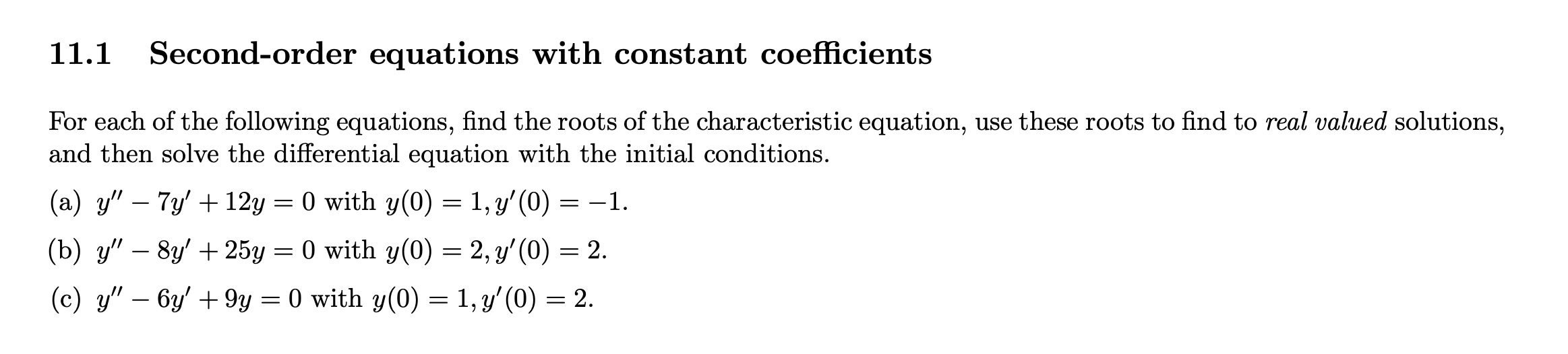 Solved 11.1 Second-order equations with constant | Chegg.com