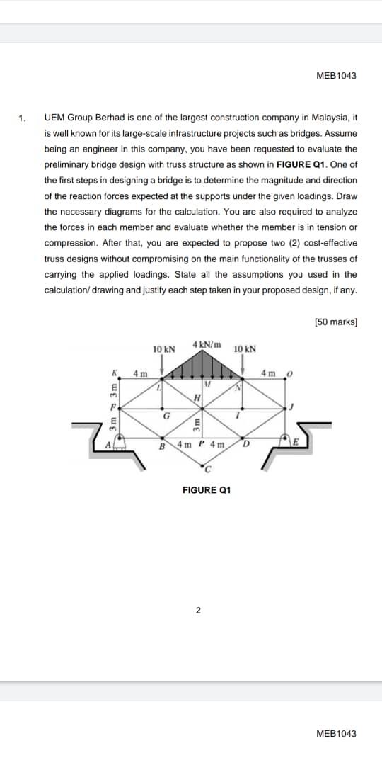 MEB1043 1. UEM Group Berhad one of the largest | Chegg.com