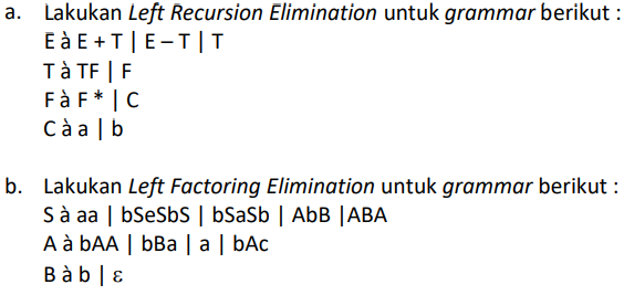 Solved a. Do a Left Recursion Elimination for the grammar | Chegg.com