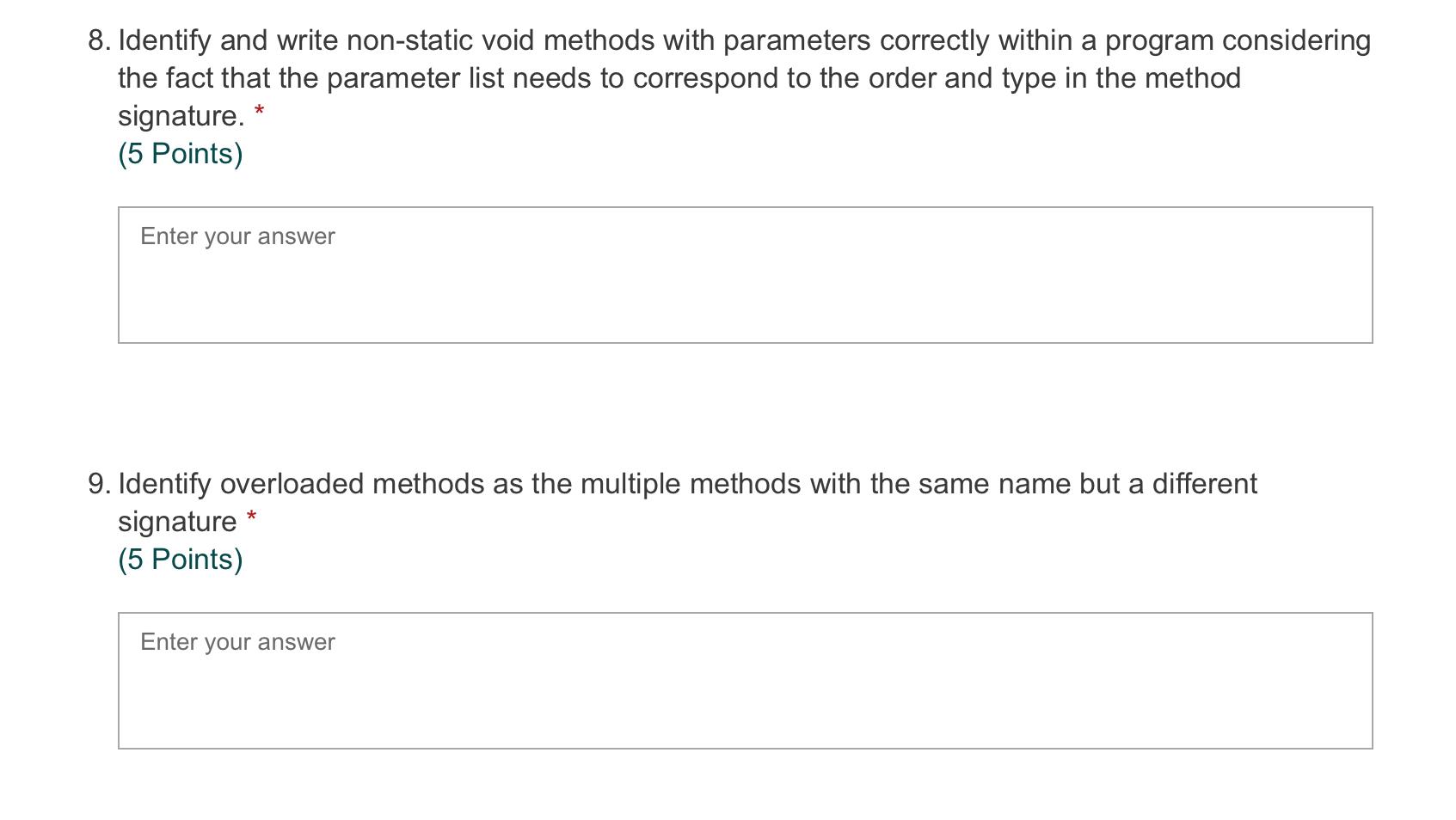 Solved 8. Identify and write non-static void methods with | Chegg.com